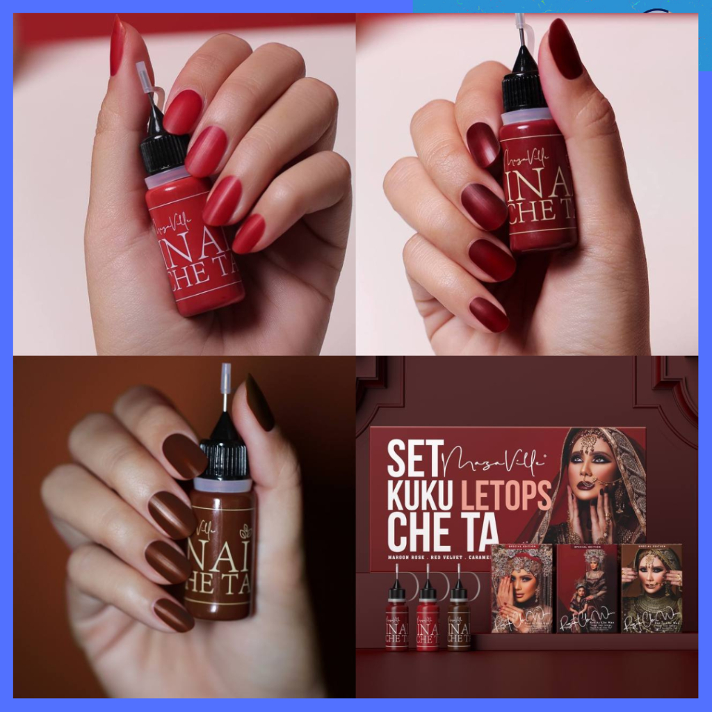 Set Kuku Letops Inai Che Ta original maroon rose red velvet caramel ...