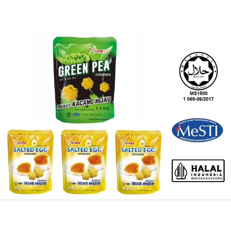 Yomee Salted Egg Cookies 100gm 3 + 1 Green Pea Cookies 150gm | Shopee ...