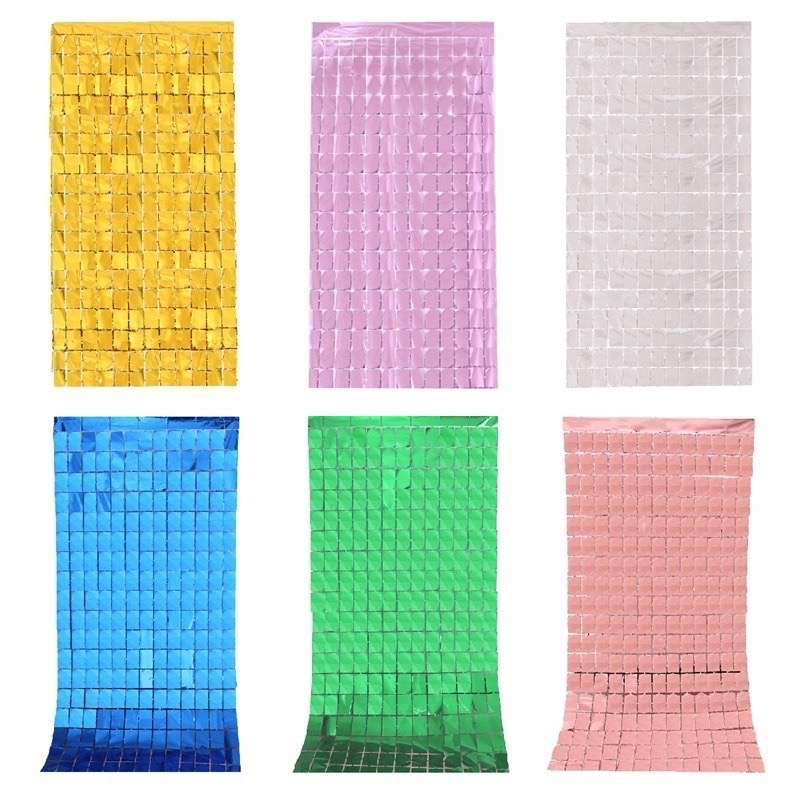 Ready Stock 2*1Meter Metallic Shining Square Rain Silk Curtain ...