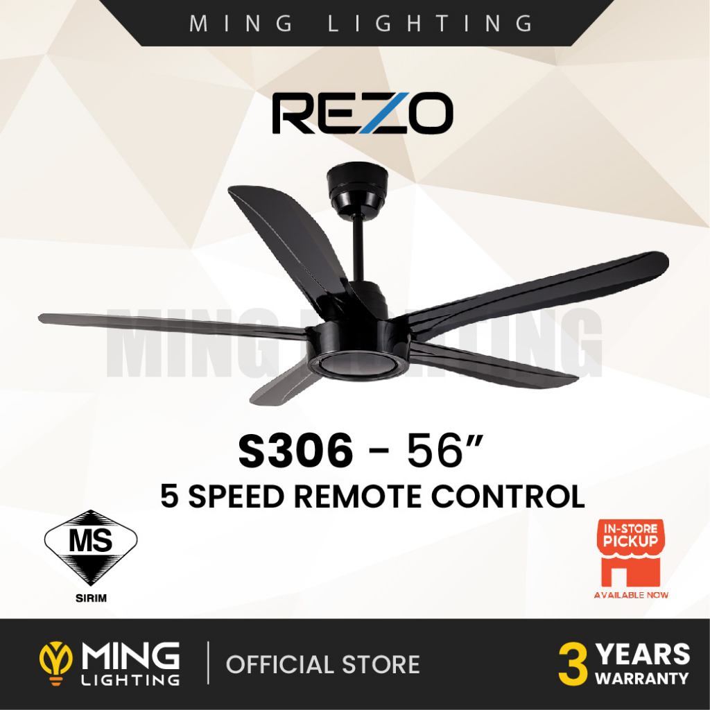 (Sirim) REZO Ceiling Fan S306 Classic Series 56" AC Motor Remote ...
