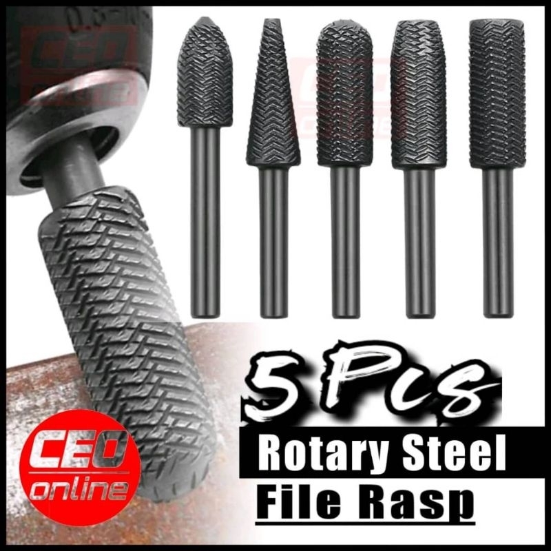 CEO 🇲🇾 (2) 5pcs Rotary Steel File Rasp Wood Drill Bits Burrs Metal ...