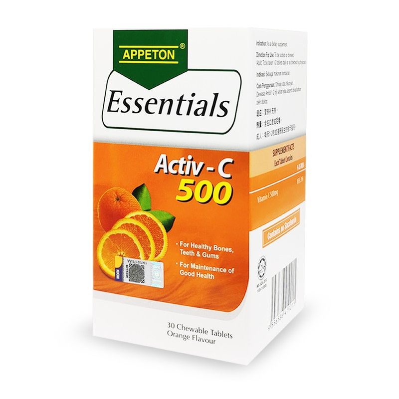 Appeton Essentials Activ-C 500mg Orange Chewable Tablets 30's | Shopee ...
