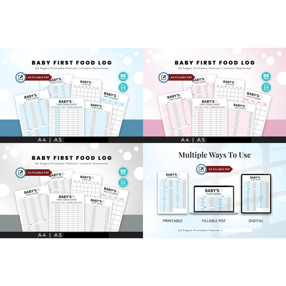 *(SW)*Printable Planner [PDF] Baby First Food Log, Planner, Checklist ...