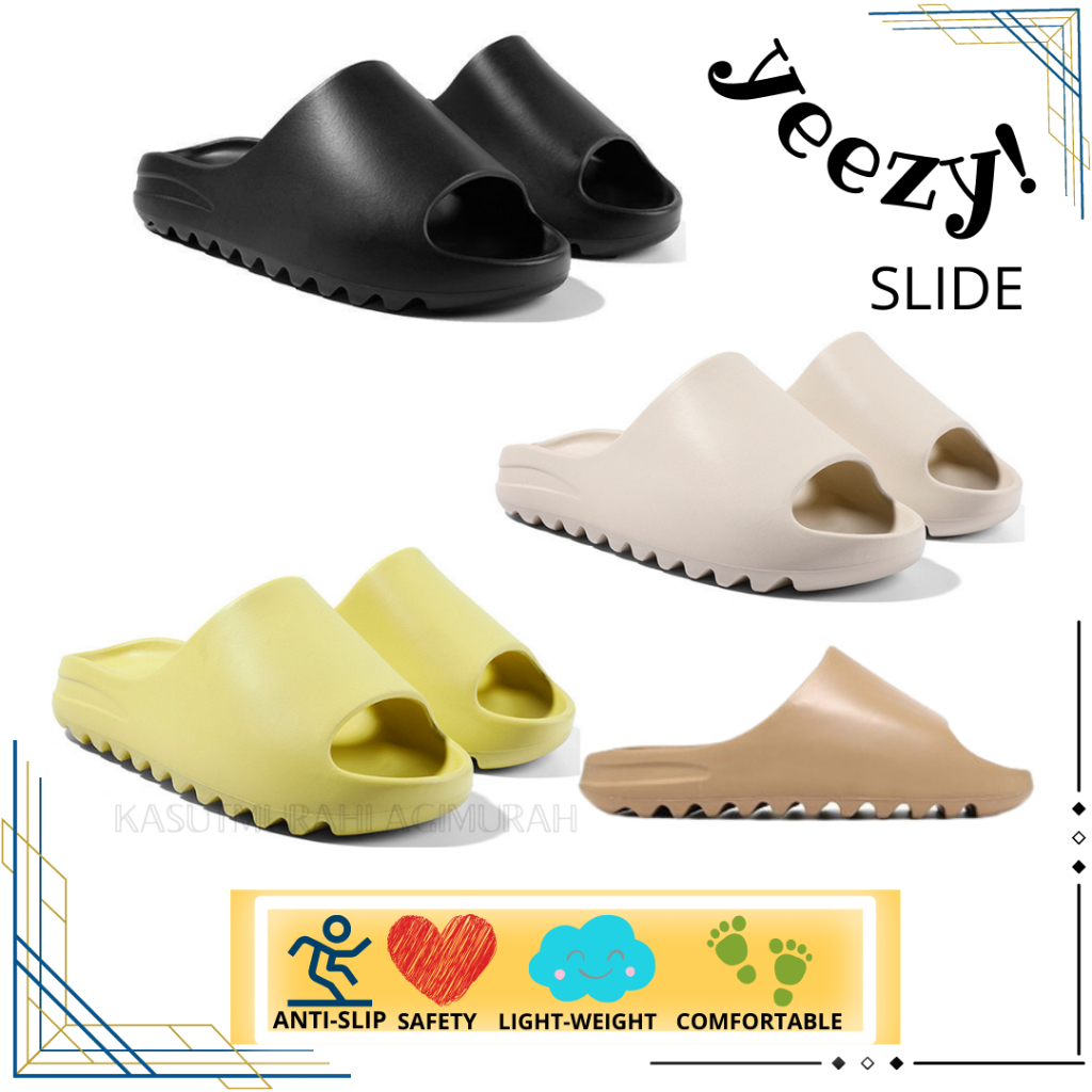 READY STOCK 4.0cm Yeezy Slide Slippers Kanye Sandal Perempuan Lelaki ...