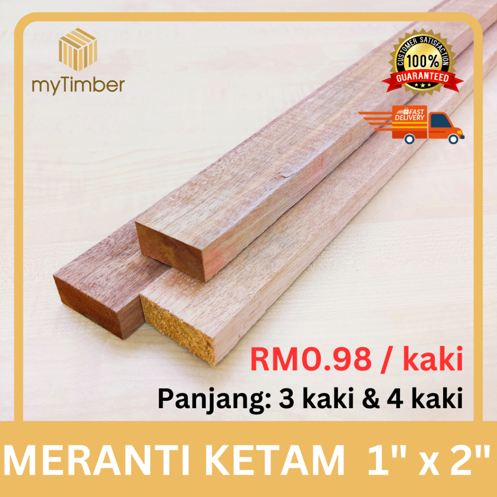 1'' x 2'' (3FT, 4FT) Kayu Meranti Wood Kayu Perabot - Siap Ketam - kayu ...