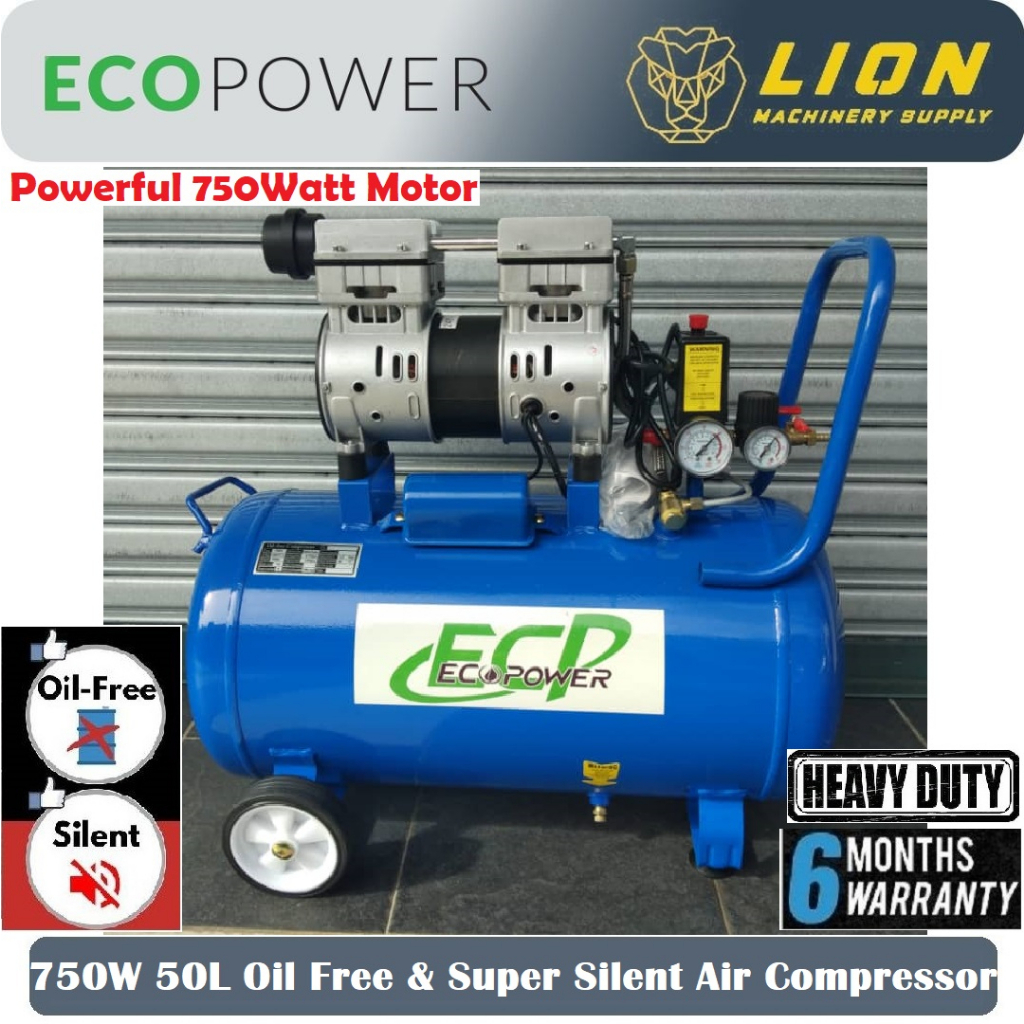 ECOPOWER 50Litre 750Watt Oil Free & Super Silent Air Compressor OK50LOS ...
