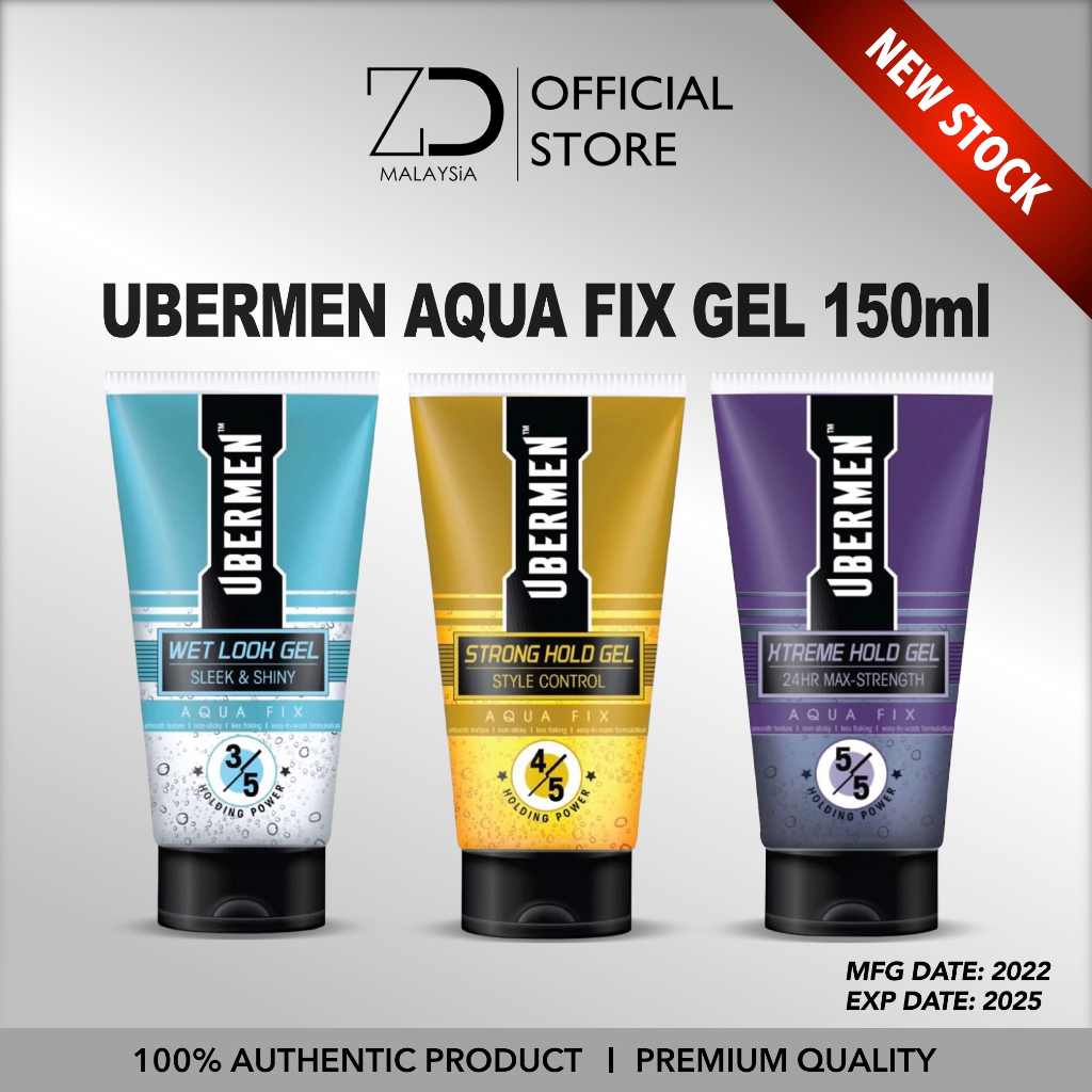 Ubermen Aqua Fix Wet Look Gel for Sleek&Shiny/Strong Hold Gel for Style ...