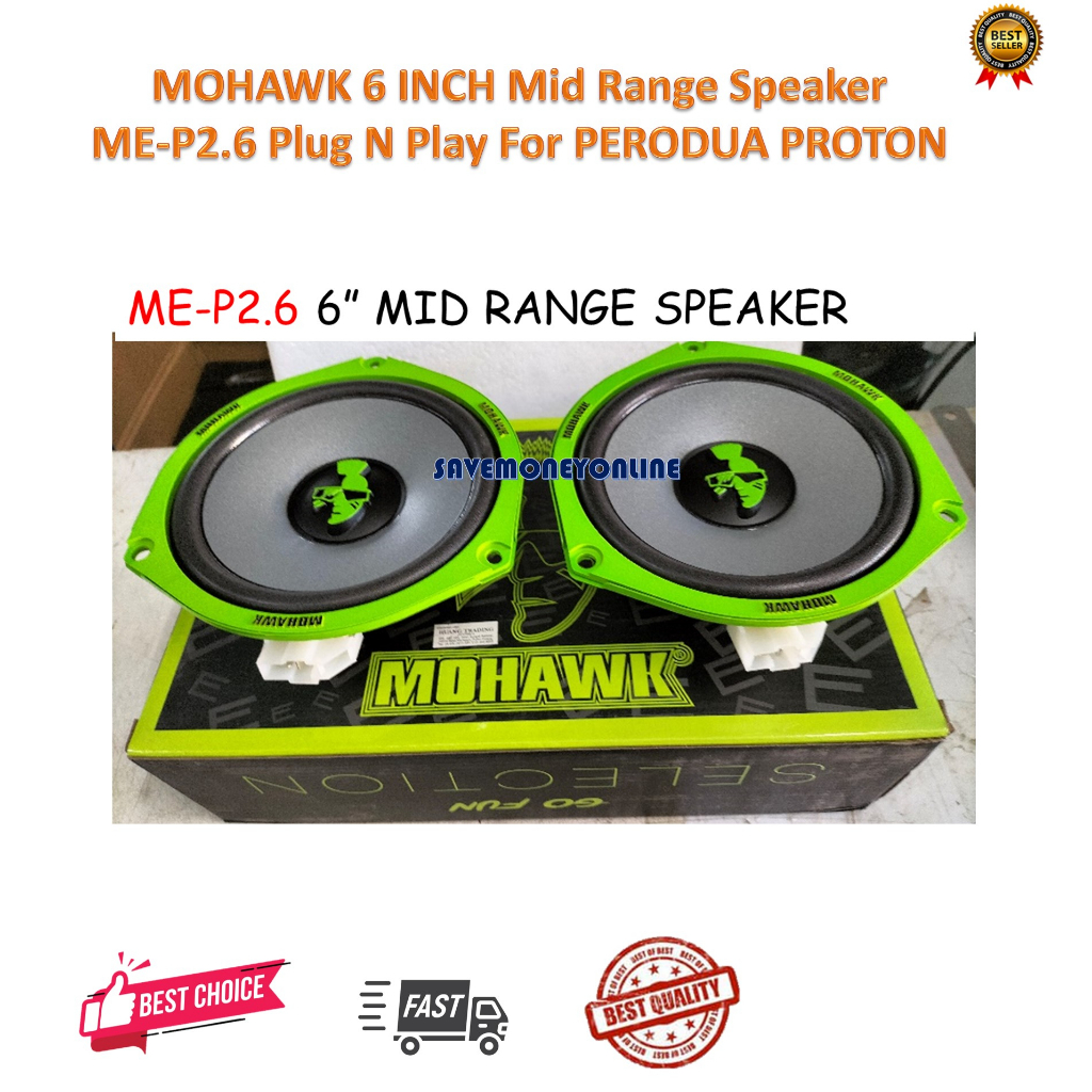 MOHAWK ME-P2.6 ｜Perodua OEM Plug & Play Speaker｜6” Mid Range Speaker ...