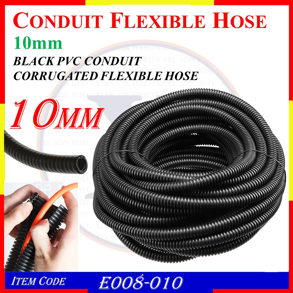 [PER 1 METER] E008-010 10mm BLACK PVC CONDUIT CORRUGATED FLEXIBLE PIPE ...