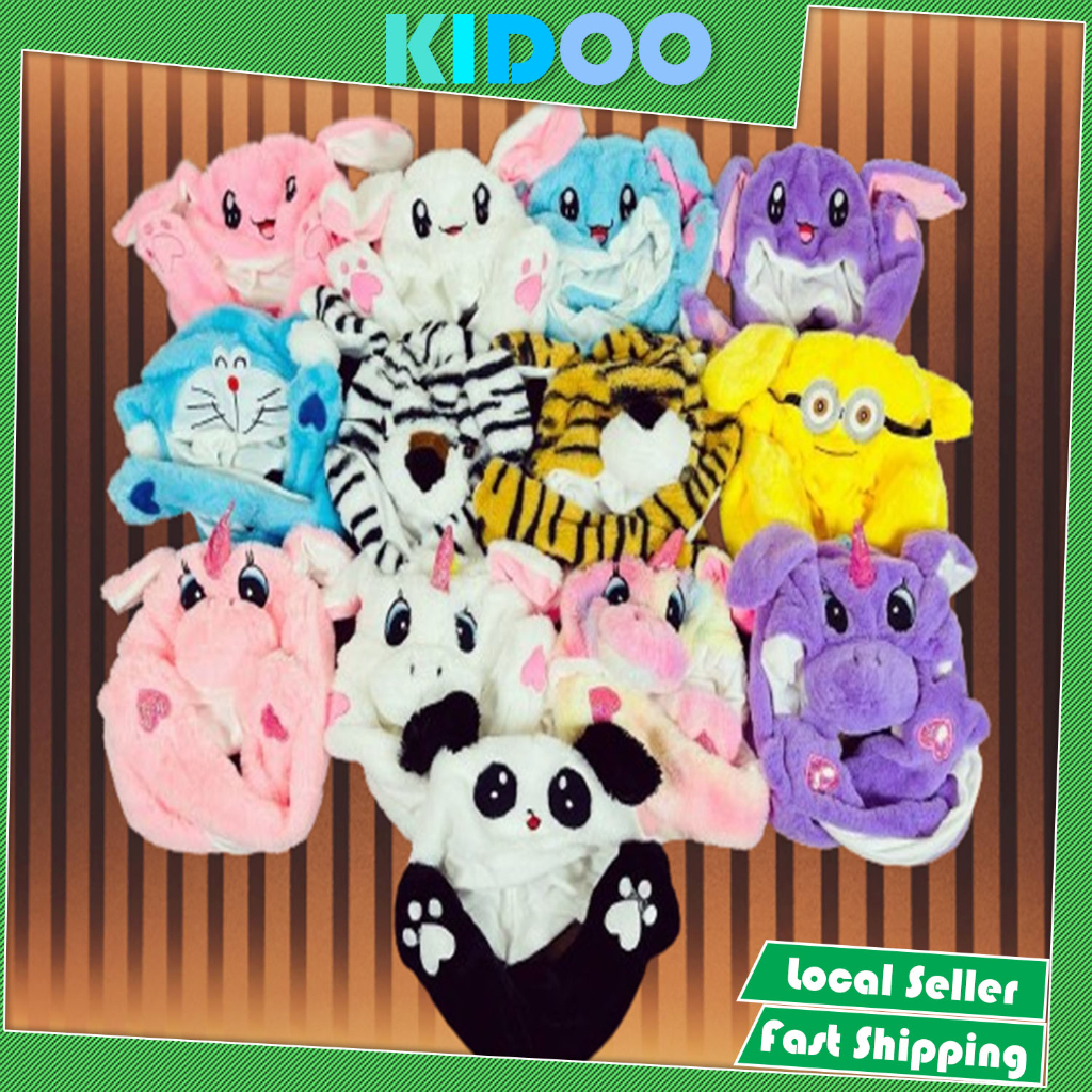 KIDOO Adult Kidz Rabbit Bunny Cartoon Animal Hat Plush Moving Long Ear ...