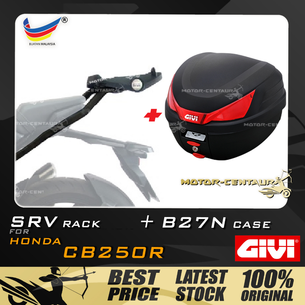 SET KOMBO KOTAK/BOX GIVI B27/B270/B32/B33/B34/B42/B45/E250/E30/E43 TOP CASE + GIVI HONDA CB 250R ...