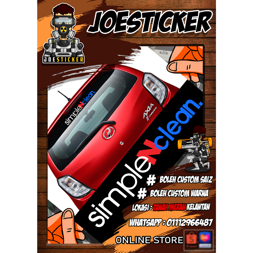 STICKER SIMPLE N CLEAN UNTUK CERMIN BELAKANG. SAIZ 12X2 INCI. SESUAI ...