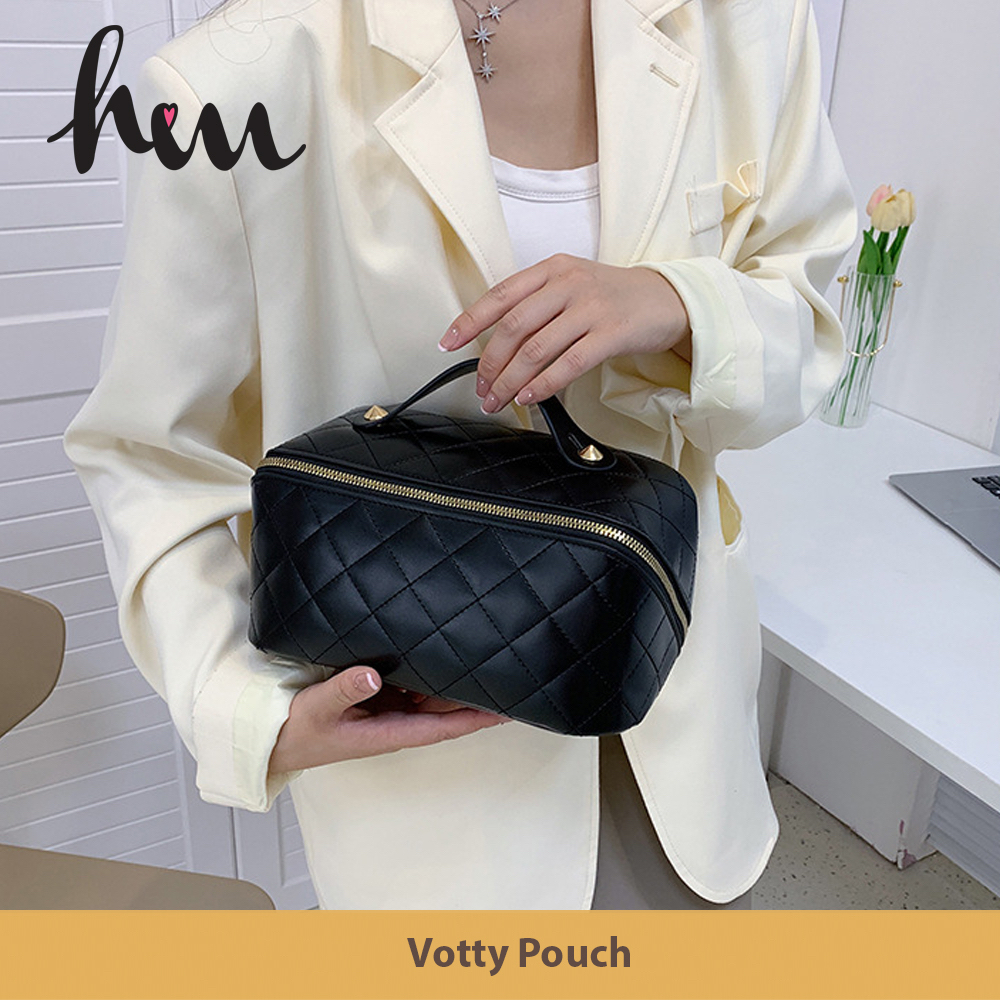 VOTTY Portable Travel Toiletry Bags, PU Leather Makeup Pouch, Unisex Facial Product Organiser ...