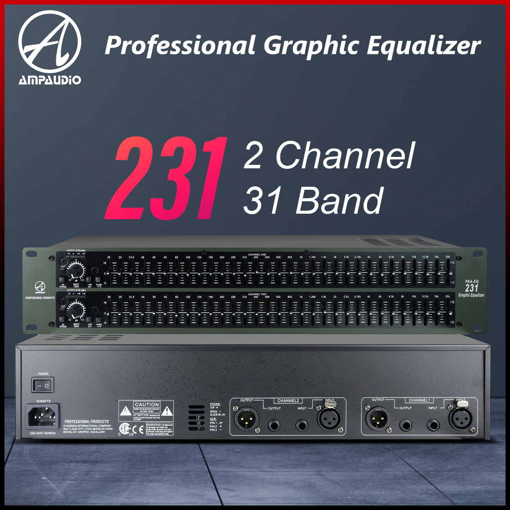 AmpAudio Graphic Equalizer231 Dual channel 31 band 2-series | Shopee Malaysia