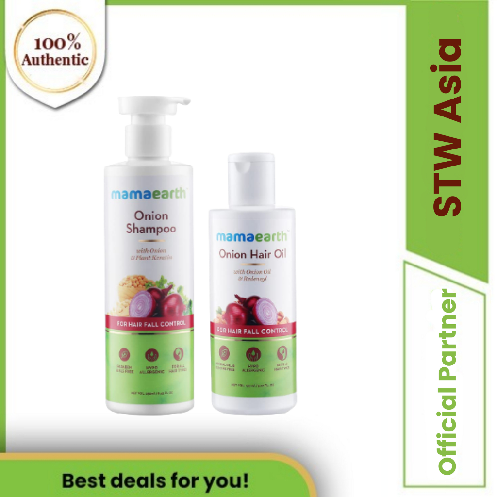 Mamaearth Hairfall Control & Hair Regrowth Spa Range Combo pack - Onion Hair Oil (150 ml) And ...