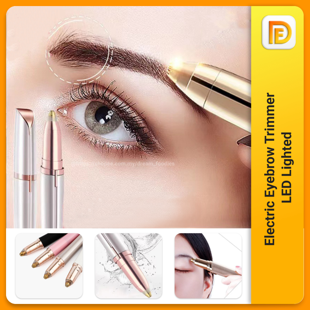 Electric Eyebrow Trimmer LED Lighted Face Eyebrow Hair Remover Shaver ...