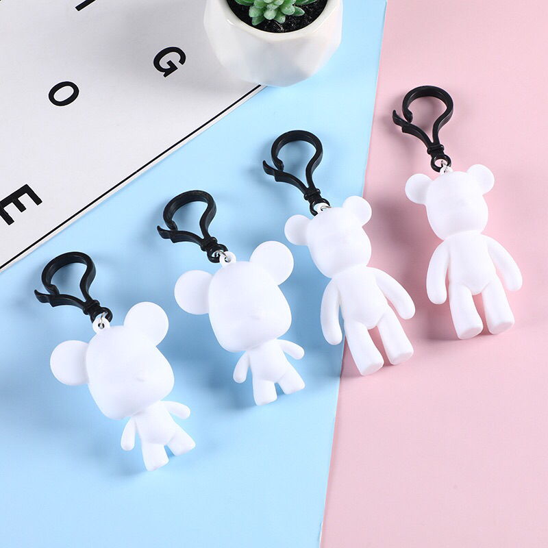 Handmade Diy bearbrick keychain DIY Blank Fluid Bear Creative Handmade ...