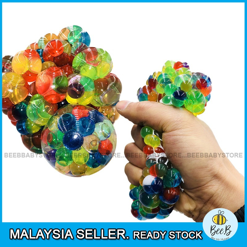Colorful Squishy Mesh Grape Ball Squeeze Ball Toys Release Stress Anti ...