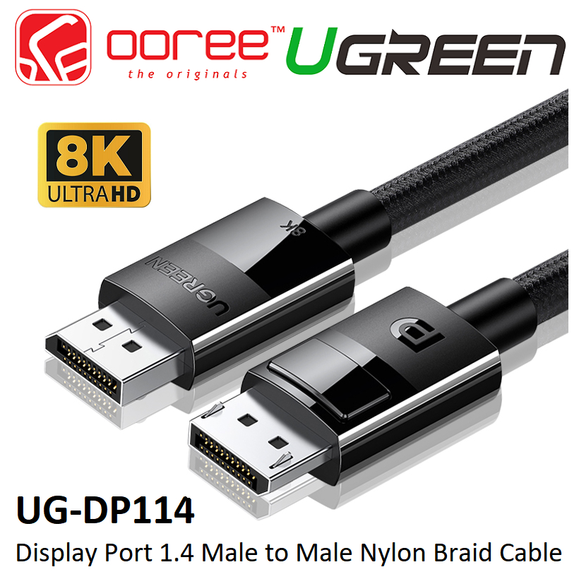 UGREEN 8K DISPLAYPORT V1.4 CABLE DP MALE TO DP MALE 8K@60HZ NYLON BRAID ...