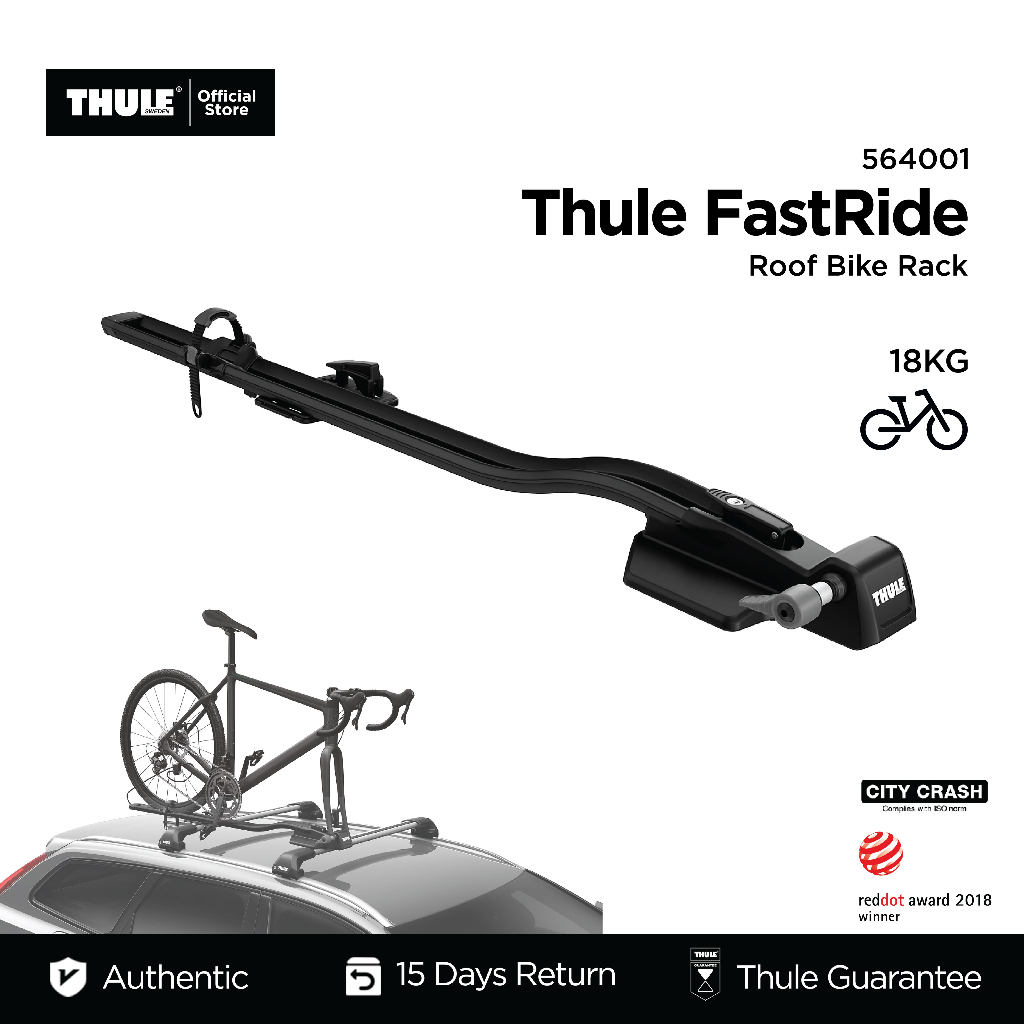 Thule FastRide 564001 Fork Mount Quick Release Roof Bike Rack/Bike ...