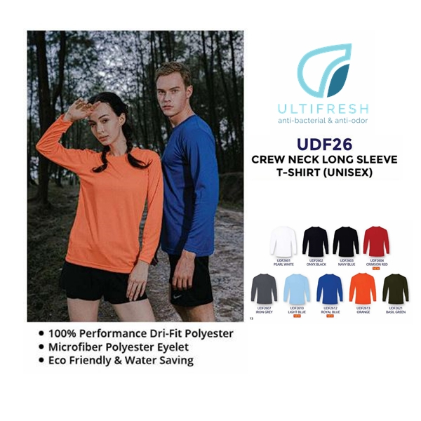 ULTIFRESH UDF26 Unisex Round Neck Dri-Fit Long Sleeve T-Shirt Polyester ...