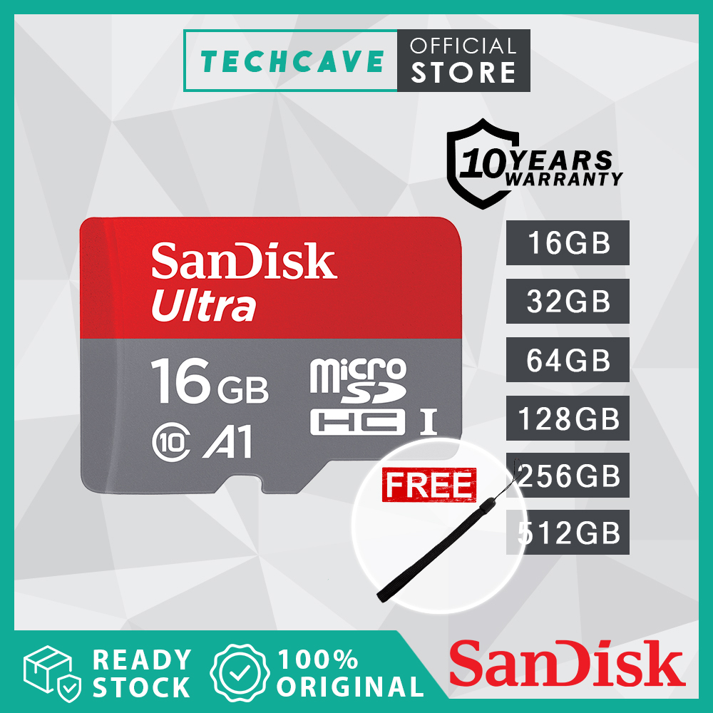 (Ready Stock) Sandisk Ultra Micro SDXC UHS-I Class 10 U1 A1 120MB/s 16GB 32GB 64GB 128GB microSD ...