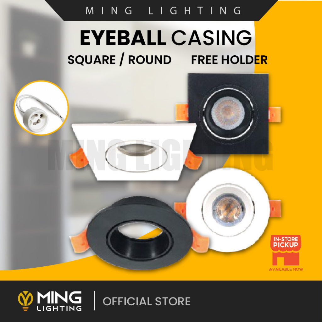 LED Eyeball Casing MR16 GU10 7W Bulb Replaceable Fitting Square Round ...