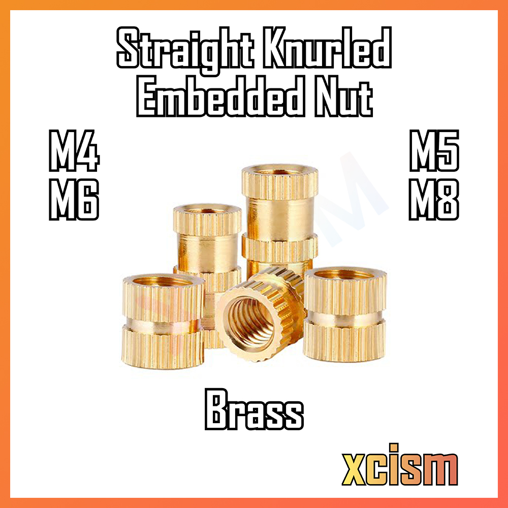 [M4 M5 M6 M8] Straight Knurled Embedded Nut Heat Set Threaded Insert 3D ...