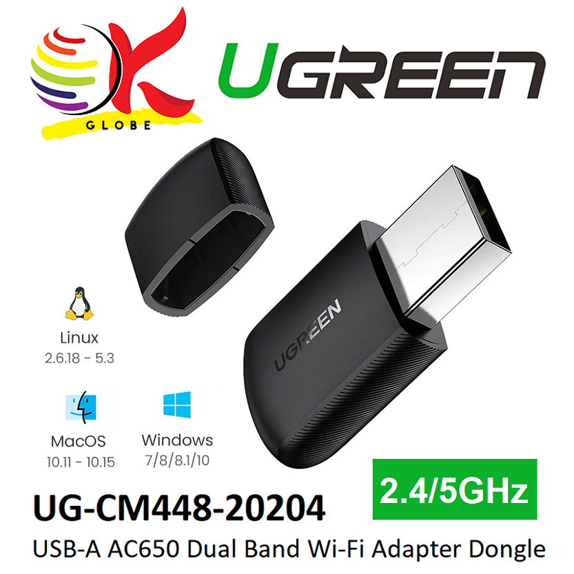 UGREEN AC650 USB-A DUAL BAND WIFI ADAPTER WIRELESS DONGLE WITH LED ...