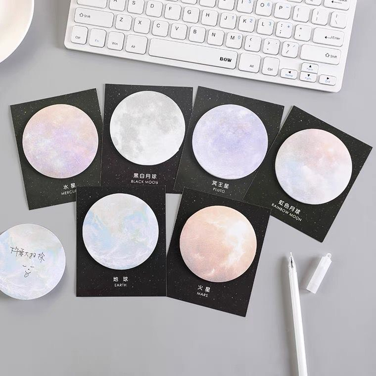 Sticky Notes Creative Galaxy Planet Moon Round Circle Memo Portable ...