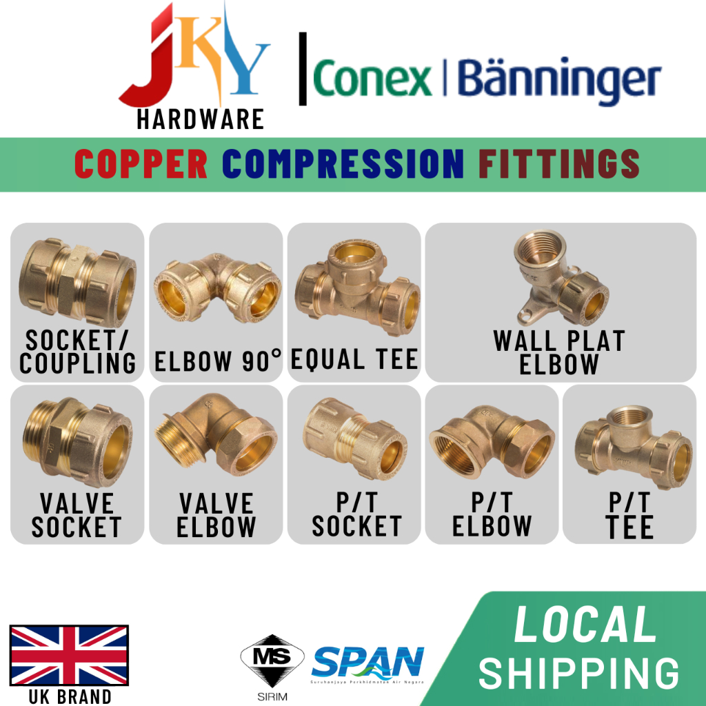 15mm 22mm 28mm Conex Banninger Copper Brass Compression Fittings Wall Plate Elbow Socket ...