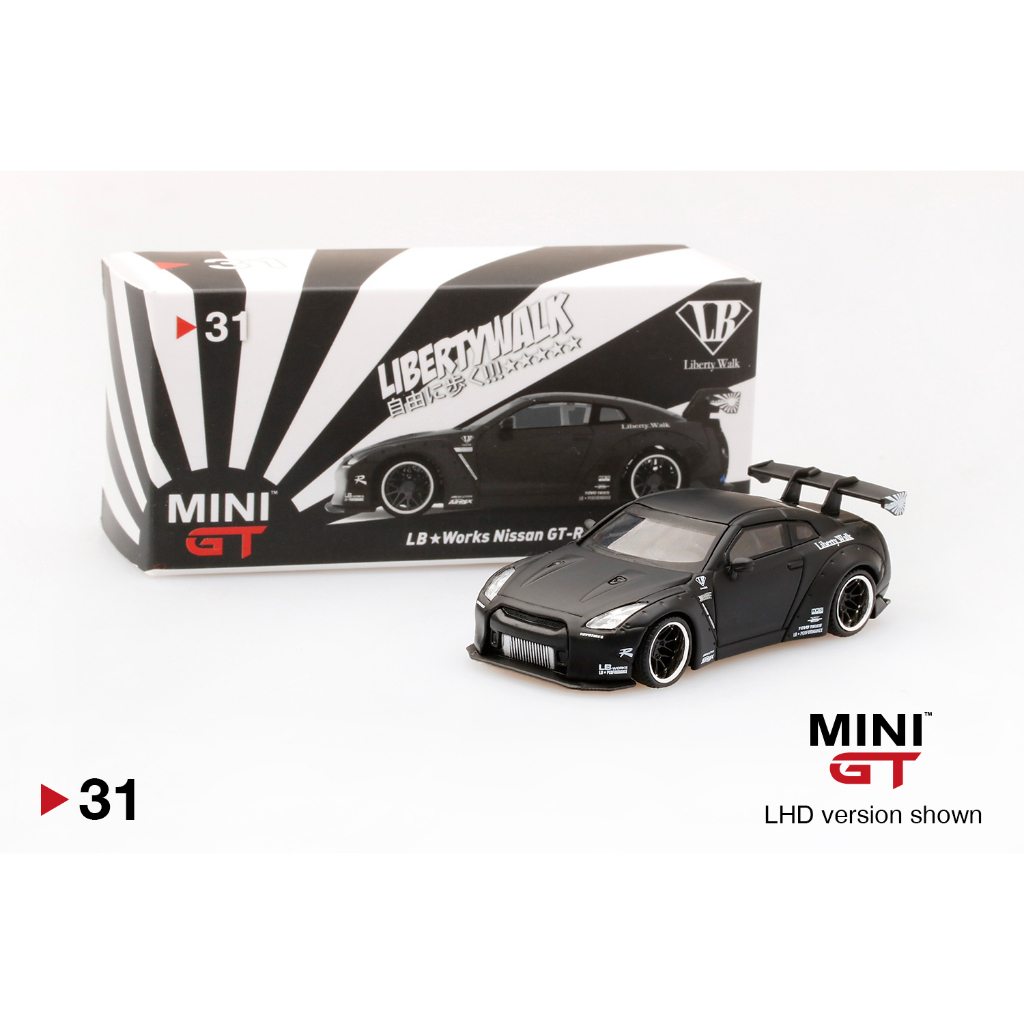 Mini GT MGT#31 Nissan GT-R Matt Black TSM Model Liberty Walk LB WORKS ...