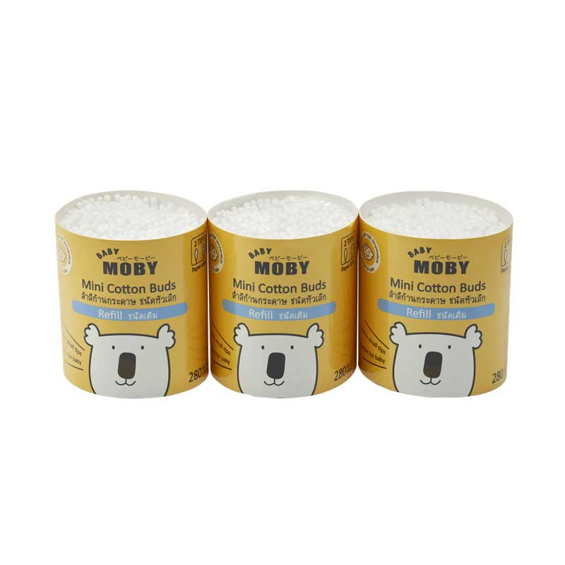 Baby Moby Refill Mini Cotton Buds With Paper Sticks (280's)(2packs ...