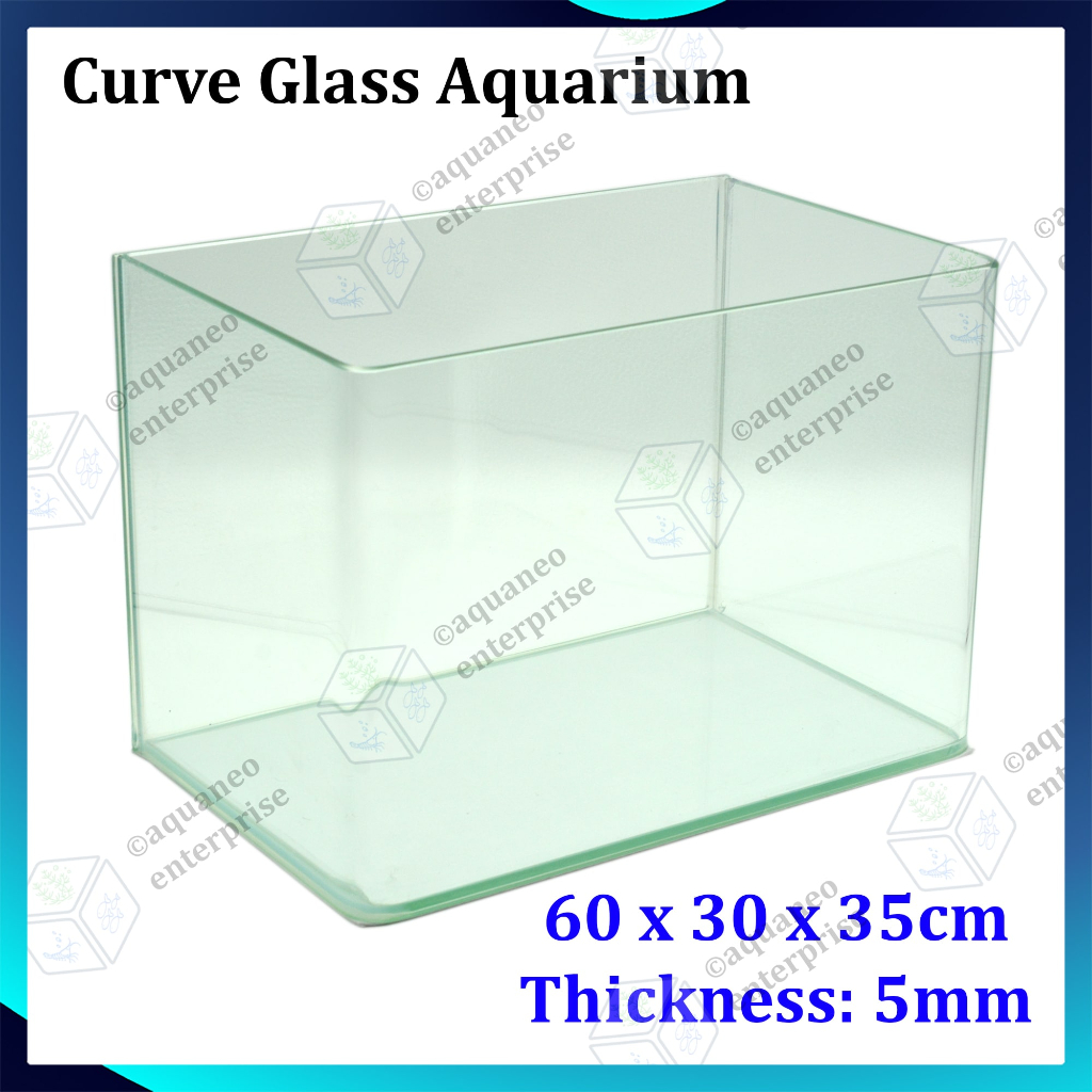 Curve Glass Aquarium Tank Fish Tank 60x30x35cm - No Glass Cover | curve ...