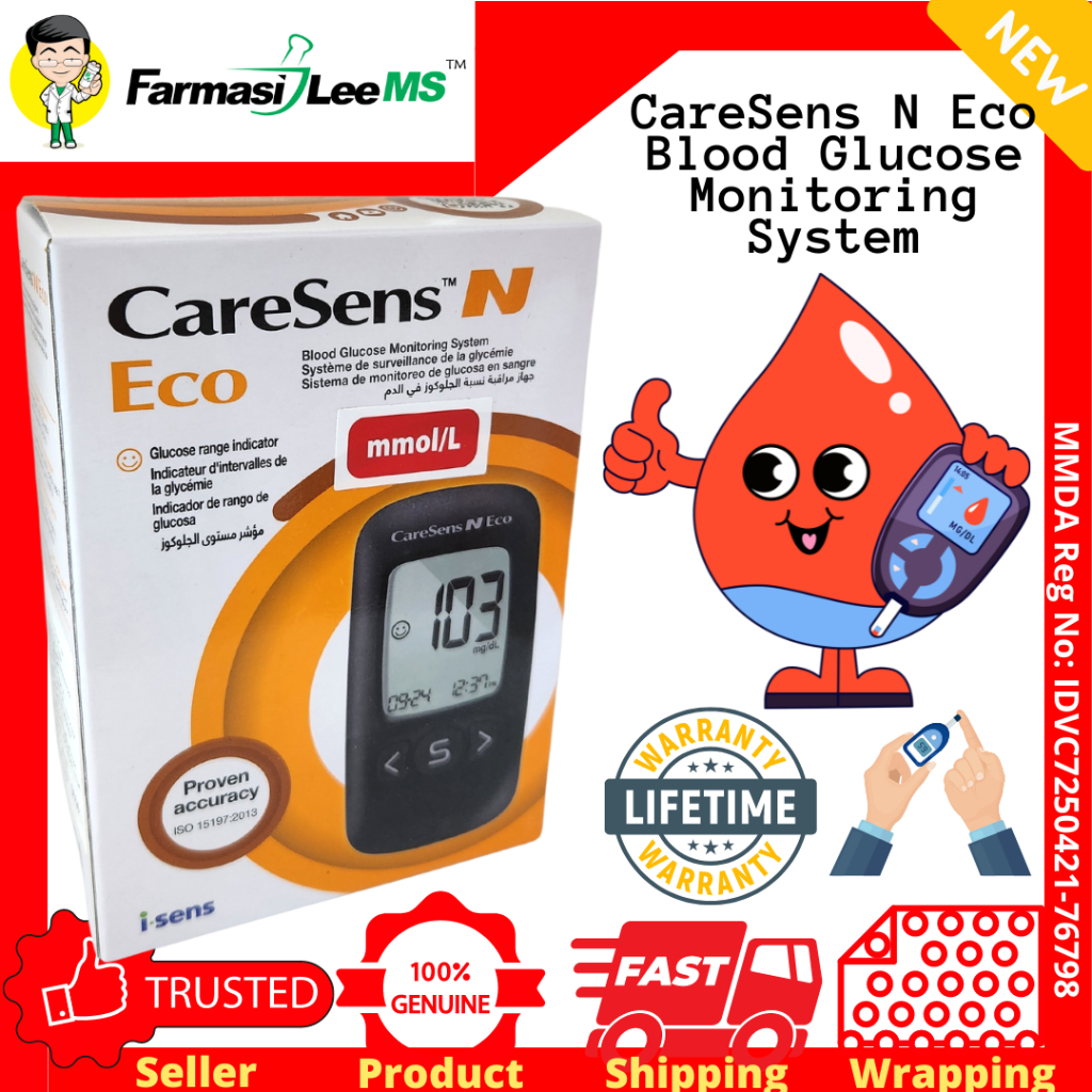 CareSens N Eco Blood Glucose Monitor +10strips (Exp 08/2026) | Shopee ...