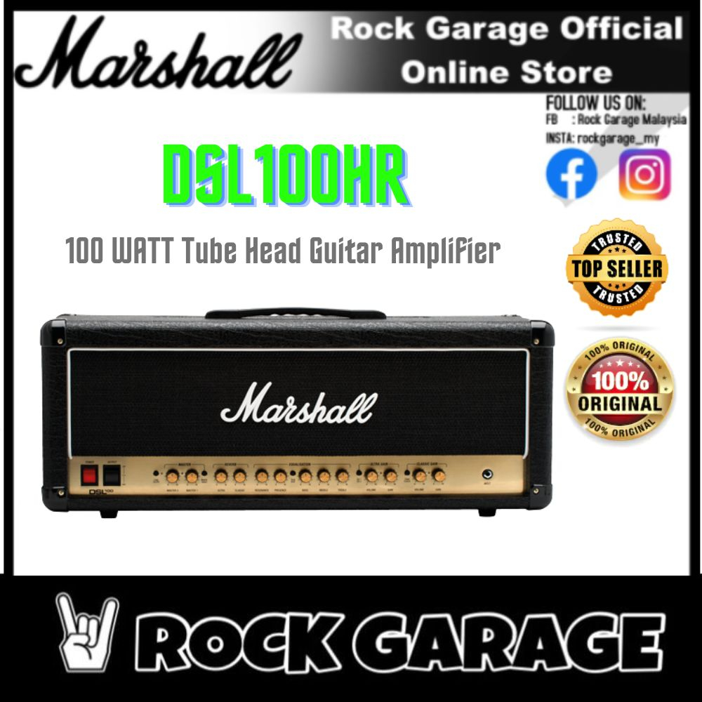 Marshall DSL100HR - 100 Watt Tube Head Guitar Amplifier (DSL100-HR ...