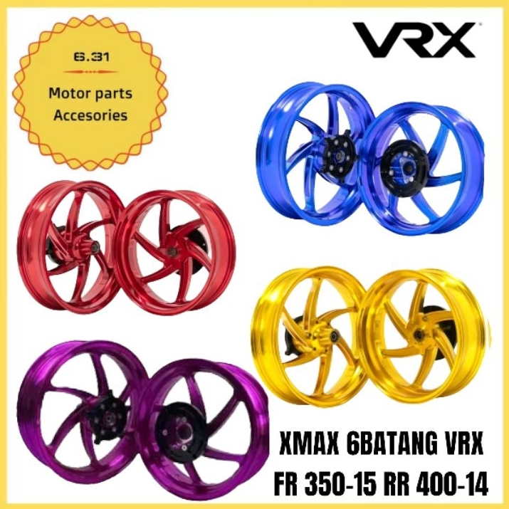 VRX CNC SPORT RIM SET 6 BATANG CAS TING RIM FRONT 350-15 REAR 400-14 ...