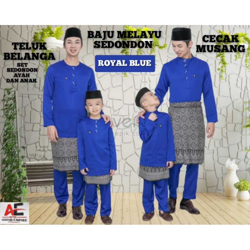 [ROYAL BLUE] BAJU MELAYU SEDONDON TELUK BELANGA DAN CEKAK MUSANG READY ...