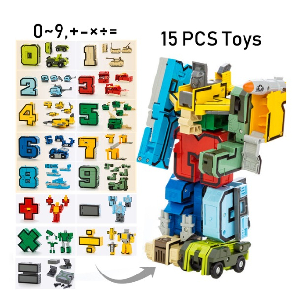 Number Transformer Robot Assembling Building Blocks Educational Toys ...