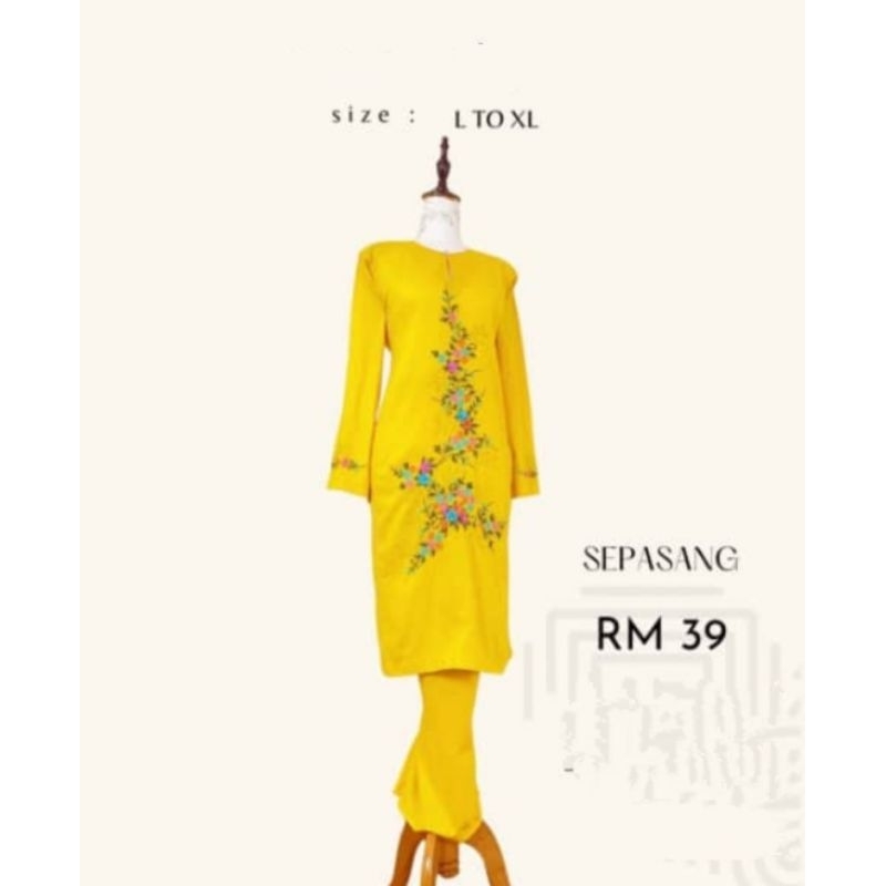 BAJU KURUNG COTTON BERSULAM WARNA KUNING RAJA | Shopee Malaysia