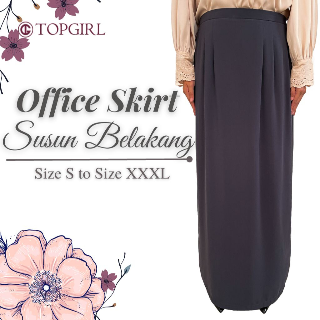 TOPGIRL Premium Office Skirt / Skirt Susun Belakang / Kain Susun ...