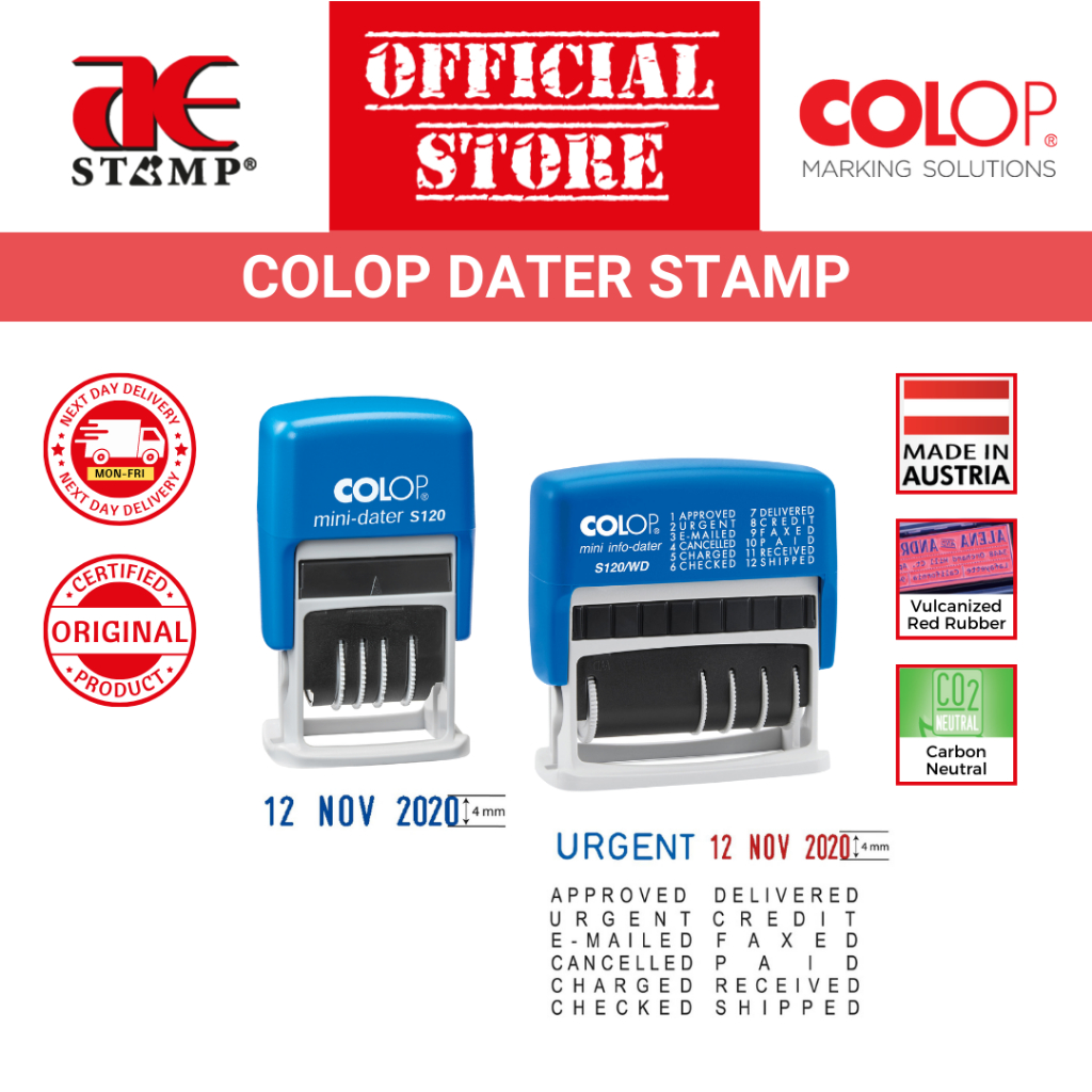 COLOP Dater Stamp | S120 | S120/WD | S160/L1/L2 Ready Made Self Inking Date Stamp Cop Tarikh ...