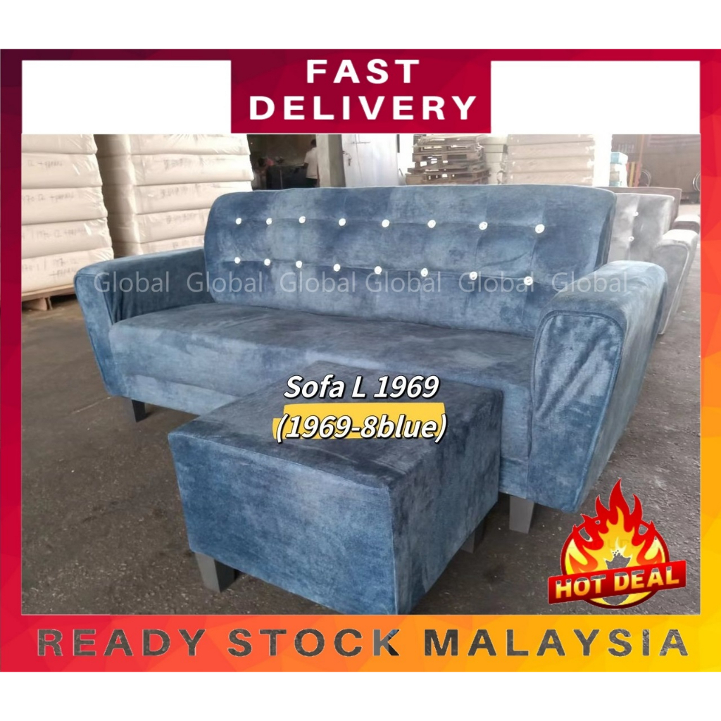 FREE STOOL High Quality Velvet Sofa Baldu 3 Seater 1 Stool / Fabric ...
