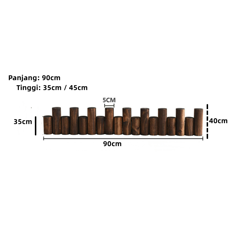 KAYU DECO Garden Picket Fence Lawn Edging Plant Border Wooden Log ...