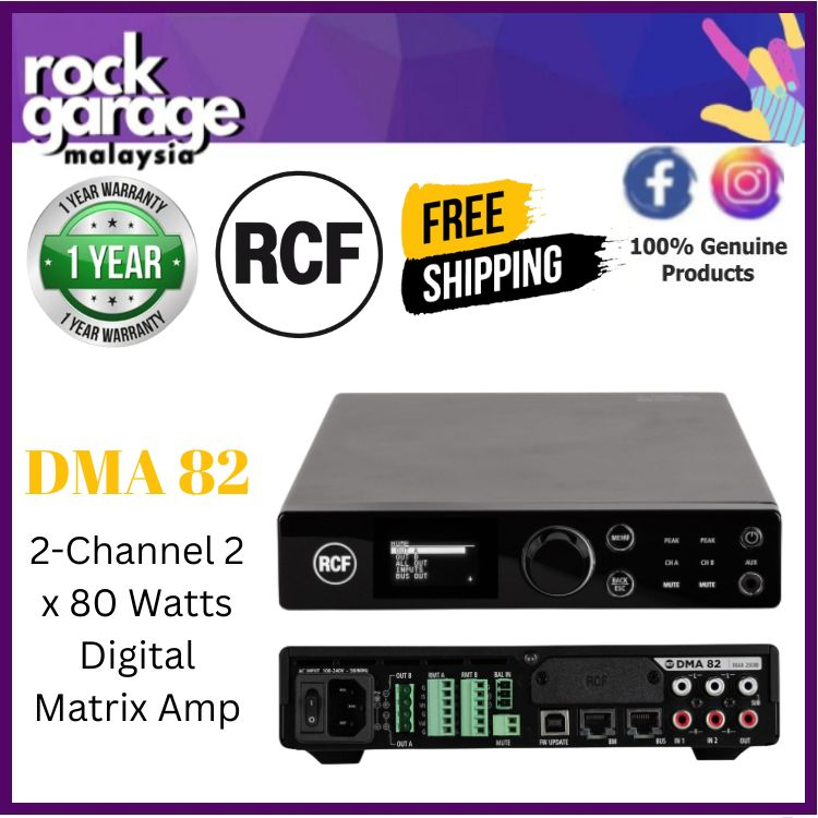 RCF DMA 82 2-Channel 2 x 80 Watts Digital Matrix Amp ( DMA82 / DMA-82 ...