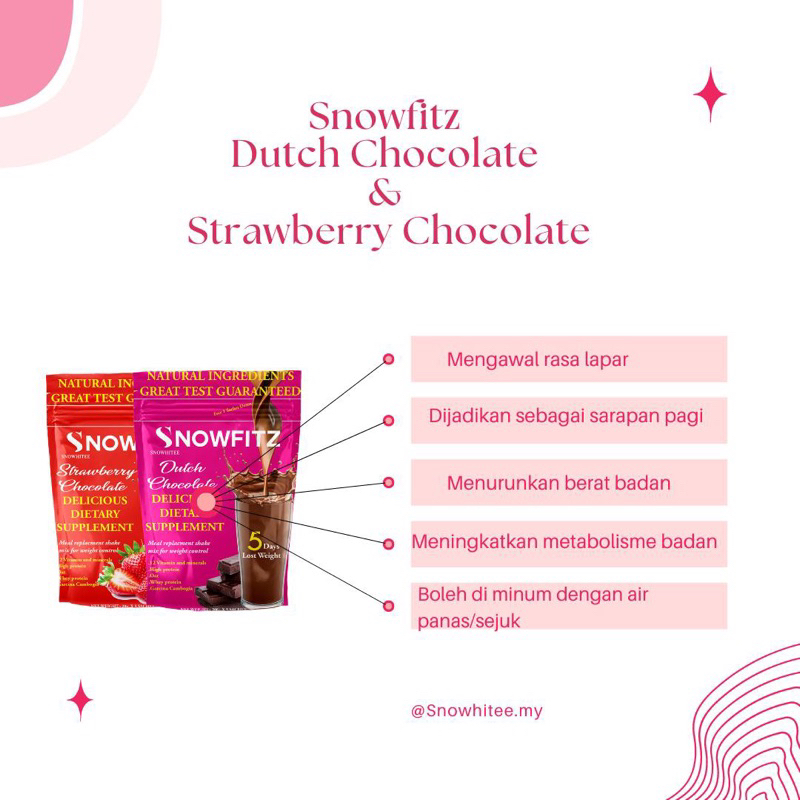 Snowfitz Original HQ 💯 minuman Chocolate minuman kurus turun berat ...