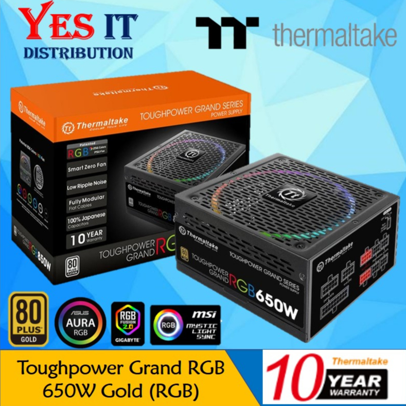 Thermaltake Toughpower Grand RGB Gold (RGB Sync Edition) 650W 80+ Gold Power Supply( PS-TPG ...