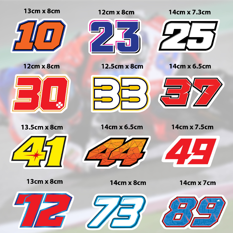 BOSSKUBIKERS LAMINATED NUMBER RIDER FOR MOTOGP RIDERS SUPERBIKE STICKER ...