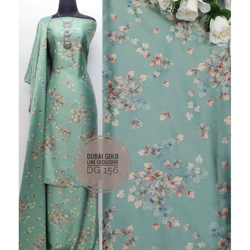 KAIN PASANG DUBAI SILK GOLD LINE EMBOSS KAIN ELA ROYAL SATIN ITALIAN ...