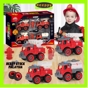 Toy Construction Vehicle Fire Engine Educational Toy Car Assembly Trucks Engineering Car with ...